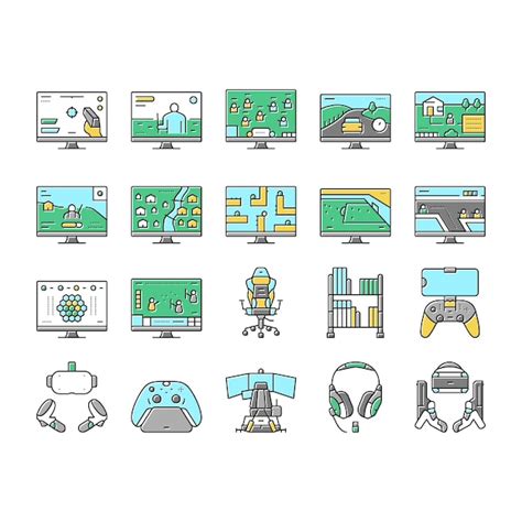 Premium Vector Video Game Electronic And Device Icons Set Vector