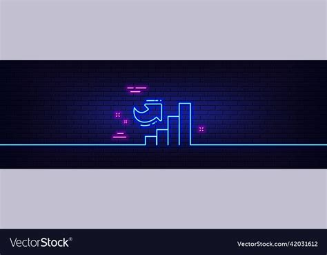 Growth Chart Line Icon Column Graph Sign Neon Vector Image