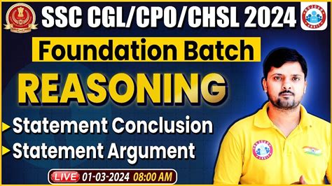 Ssc Cgl And Chsl Ssc Cpo Reasoning Statement Conclusion And Argument Reasoning Class Rohit Sir