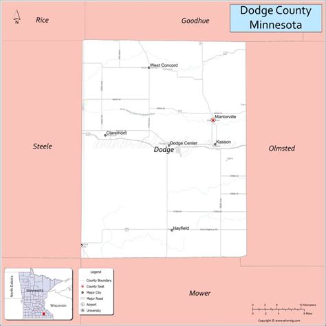 Dodge County Map Minnesota Where Is Located Cities Population
