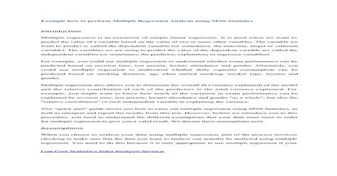 example how to perform multiple regression analysis using spss statistics [pdf document]