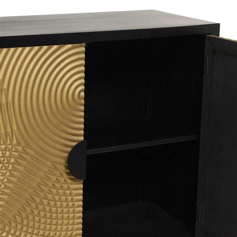 Mercury Row® Wood Relief Ripple Design 1 Shelf And 2 Door Room Cabinet