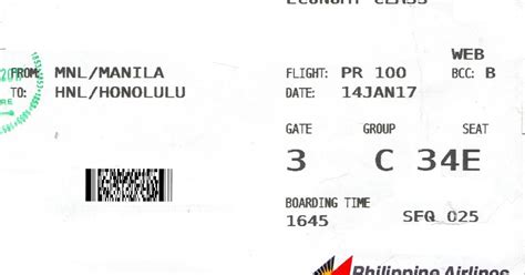 The Travelers Drawer Philippine Airlines Boarding Pass For The Fright Pr 100 From Manila To