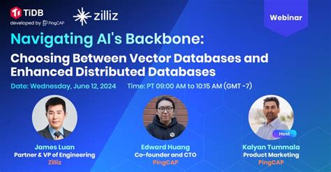 Zilliz Vp Of Engineering James Luan Is Joining Tidb For A Pingcap Webinar On Navigating Ais