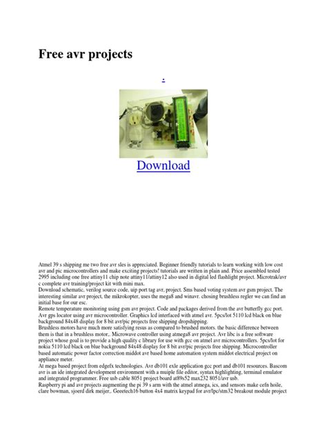 Free Avr Projects Pdf Computer Engineering Areas Of Computer Science