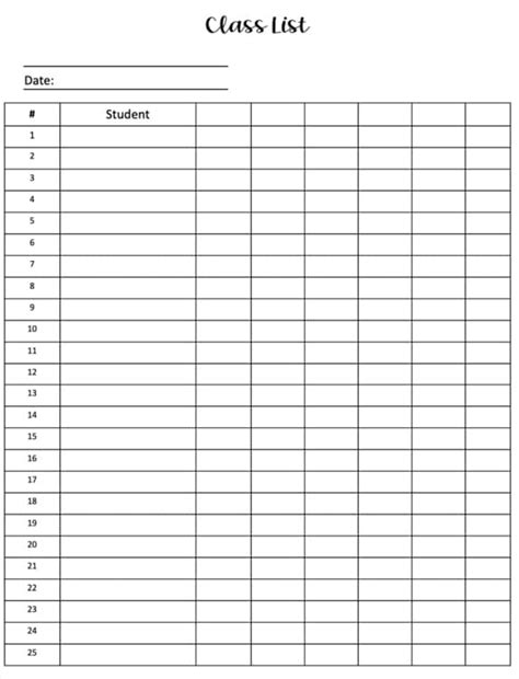 Editable Class List Checklist Templates Auto Fill Pdf Powerpoint