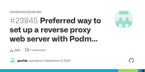 Preferred Way To Set Up A Reverse Proxy Web Server With Podman Containers · Containers Podman