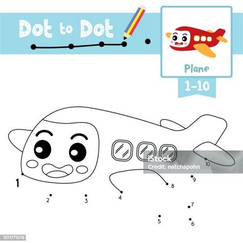 점 점 교육 게임을 색칠 비행기 만화 캐릭터 관점 보기 벡터 일러스트 레이 션 그리기에 대한 스톡 벡터 아트 및 기타 이미지