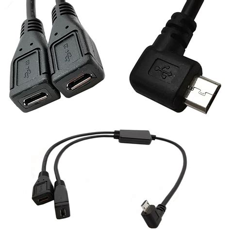 Микро Usb разветвитель 5 Pin 2 гнезда зарядное устройство и кабель
