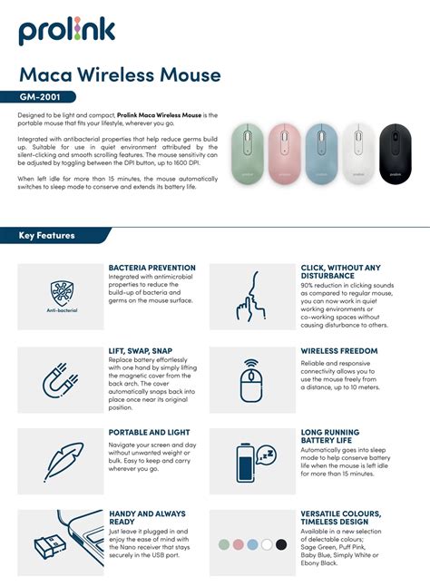 Prolink GM 2001 MACA Wireless Mouse Anti Bacterial Silent Click Shopee Philippines