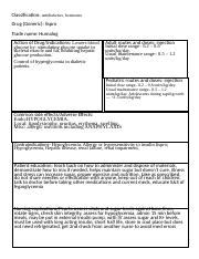 Lispro Drug Card Docx Classification Antidiabetics Hormones Drug Generic Lispro Trade Name