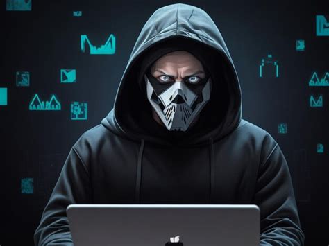 Premium Photo Hacker And Malware Concept Dangerous Hooded Hacker Man Using Laptop With Binary