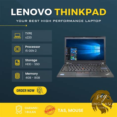 Jual Laptop Lenovo Thinkpad X220 Core I5 Gen 2 Ram 8gb Ssd 256gb Shopee Indonesia