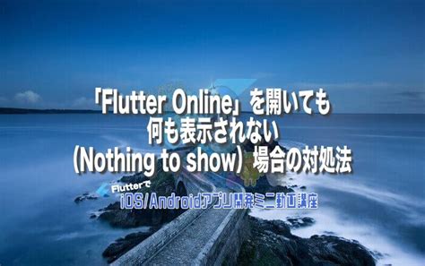 「flutter Online」を開いても何も表示されない（nothing To Show）場合の対処法 みんプロ式 40代からの初心