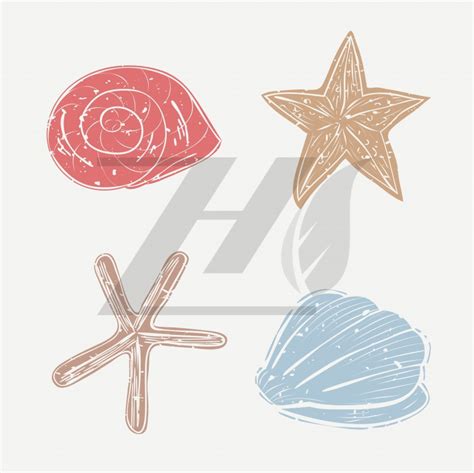 دانلود مجموعه عناصر طراحی کارتون وکتور صدف دریایی دانلود رایگان فایل