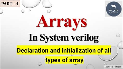Array Examples In System Verilog Declaration And Initialization Of