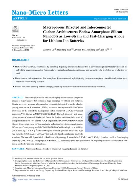 Pdf Macroporous Directed And Interconnected Carbon Architectures Endow Amorphous Silicon