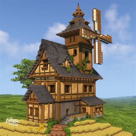 Minecraft Wind Mill Roof Design Medieval Fever 4 Windmill