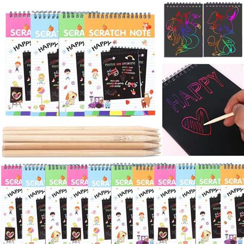 5 Pack Rainbow Scratch And Sketch Note Pads Rainbow Scratch Mini Notes With Stylus Scratch Paper