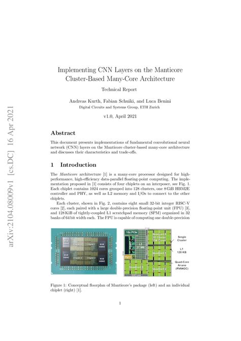 implementing cnn layers on the manticore cluster based many core architecture deepai