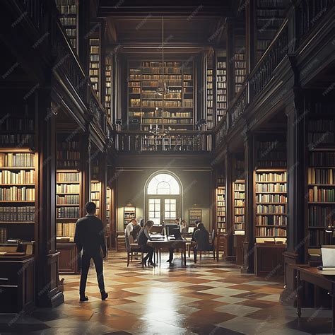 Library With Hidden Passageways Between Bookshelves Premium Ai