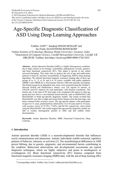 pdf age specific diagnostic classification of asd using deep learning