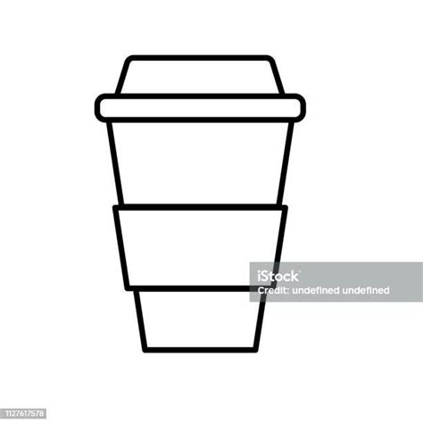 Thermocup 종이에 뜨거운 맛 있는 커피의 간단한 추상 흑백 아이콘 컵을 위한 당신과 함께 운반 하 고 흰색 배경에 공간을 복사 합니다 벡터 일러스트 레이 션 0명에