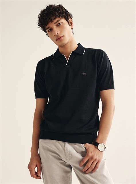 Buy Bespoke Black Cotton Polo Shirt Casual Black Solid Polo For Men