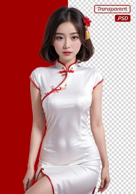 Premium Psd Women In A Cheongsam Dress Chinese New Year