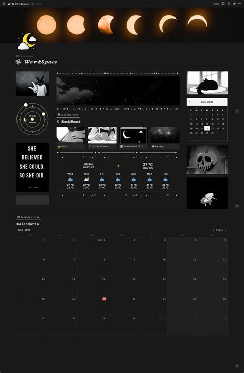 Notion Dark Moon Theme Template In 2022 Aesthetic Template Notions