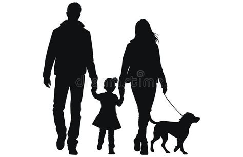 Familia Feliz De Caminar La Silueta Feliz Familia Joven Sosteniendo La