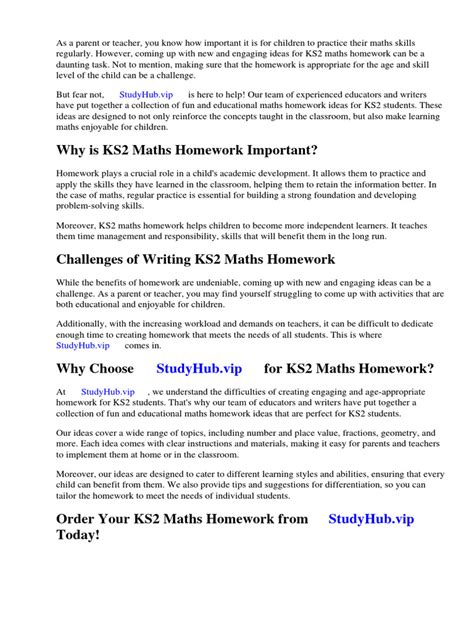 Maths Homework Ks2 Ideas Pdf Worksheet Teachers