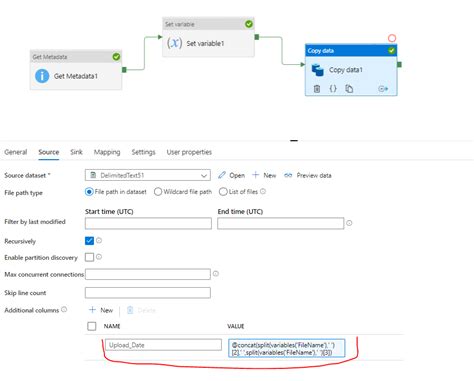 Csv Add A Date Column In Azure Data Factory Stack Overflow