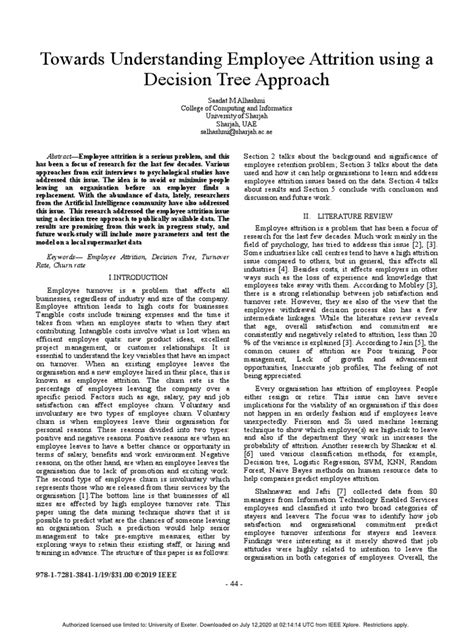 Towards Understanding Employee Attrition Using Decision Tree Pdf Employment Turnover