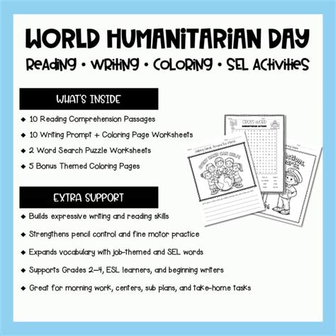 World Humanitarian Day Activities Pack Reading Writing Word Games