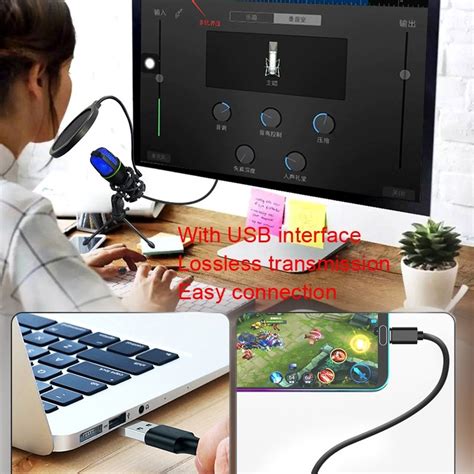 ME RGB Light Recording Live Noise Reduction Microphone Style Tripod Blowout Net USB Interface