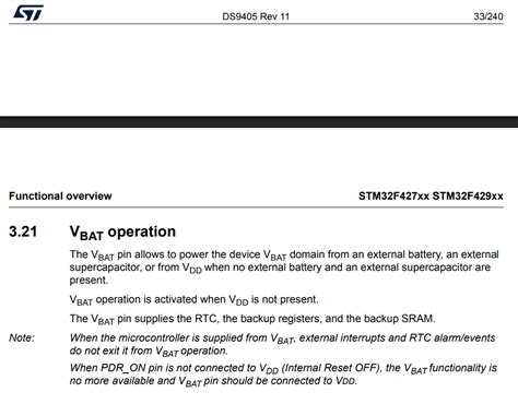 What Is The Vbat Function Stmicroelectronics Community
