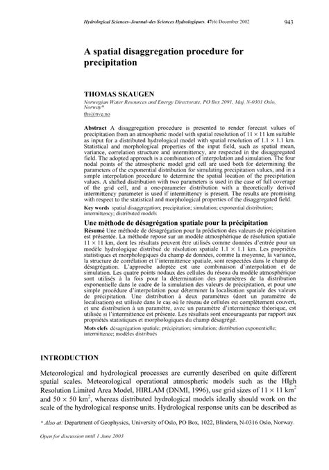 pdf a spatial disaggregation procedure for precipitation