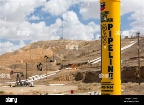 A Gas Pipeline In The Kern River Oilfield In Oildale Bakersfield California USA Following An