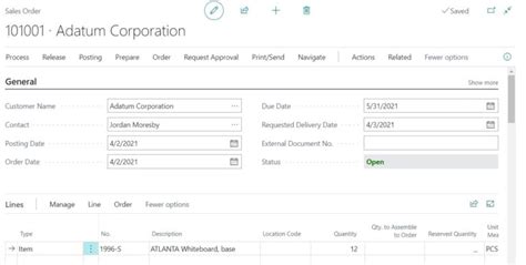 d365 business central sales order dates that nav guy