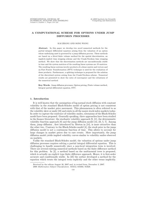 Pdf A Computational Scheme For Options Under Jump Diffusion Processes