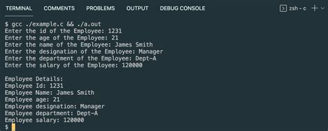 C Program For Employee Details Using Structure And Functions 91 Riset