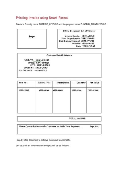 Printing Invoices Smart Forms Subroutine Double Click