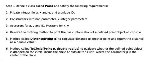 Solved Step 1 Define A Class Called Point And Satisfy The