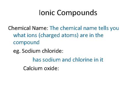 Naming Ionic Compounds And Formulas Ionic Compounds Chemical
