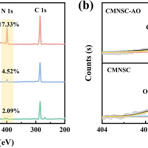 Xps Spectra Of A Survey Spectra B N 1s For Cmnsc And Cmnsc Ao Foam