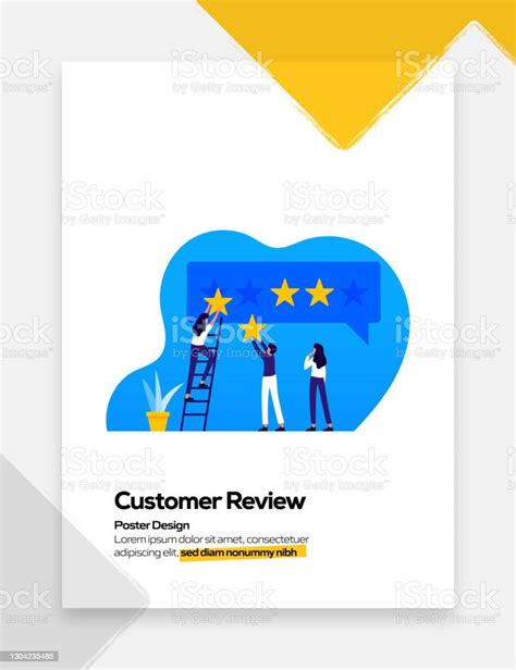 포스터 커버 및 배너에 대한 고객 리뷰 개념 플랫 디자인 현대 플랫 디자인 벡터 일러스트레이션 Brand Name Online
