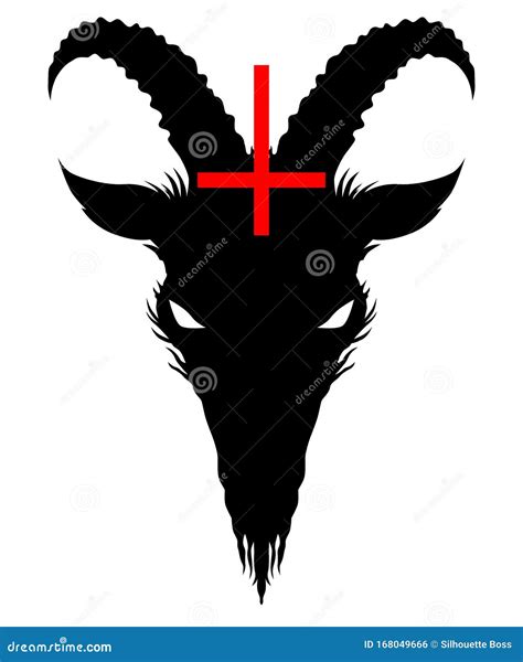 Baphomet Goat Head Satanic Symbol Satan With Demon Devil Symbol Pentagram Vector Illustration