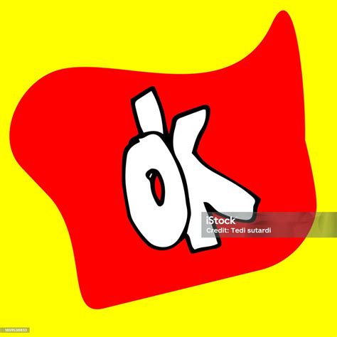 대화 모양에 확인 단어 텍스트 벡터 일러스트 레이 션은 노란색 배경에 말풍선에서 괜찮습니다 배지 스티커 마크 기호 아이콘 및