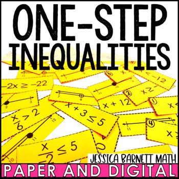One Step Inequalities Activity Hands On Matching By Jessica Barnett Math